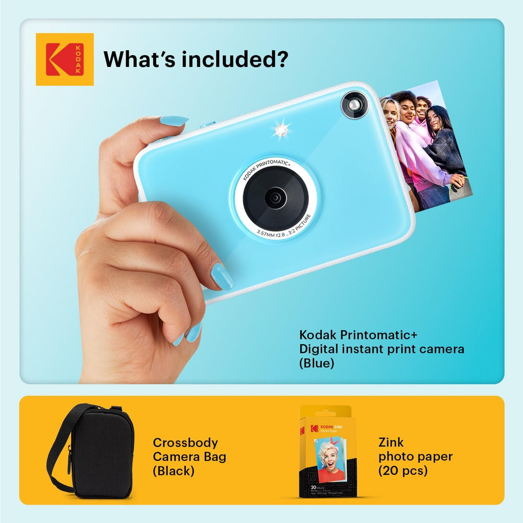 KODAK Printomatic+ Instant Print Digital Camera Starter Bundle + Carry ...